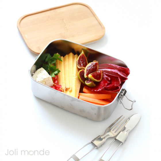 Bento inox & bambou étanche à compartiments - | Sans BPA
